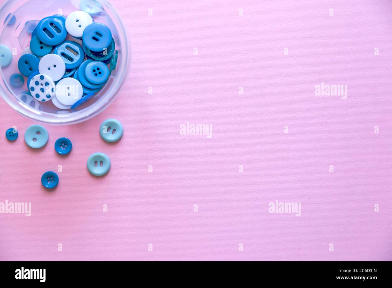 Flat lay with colorful sewing buttons, mock up, top view Stock Photo ...