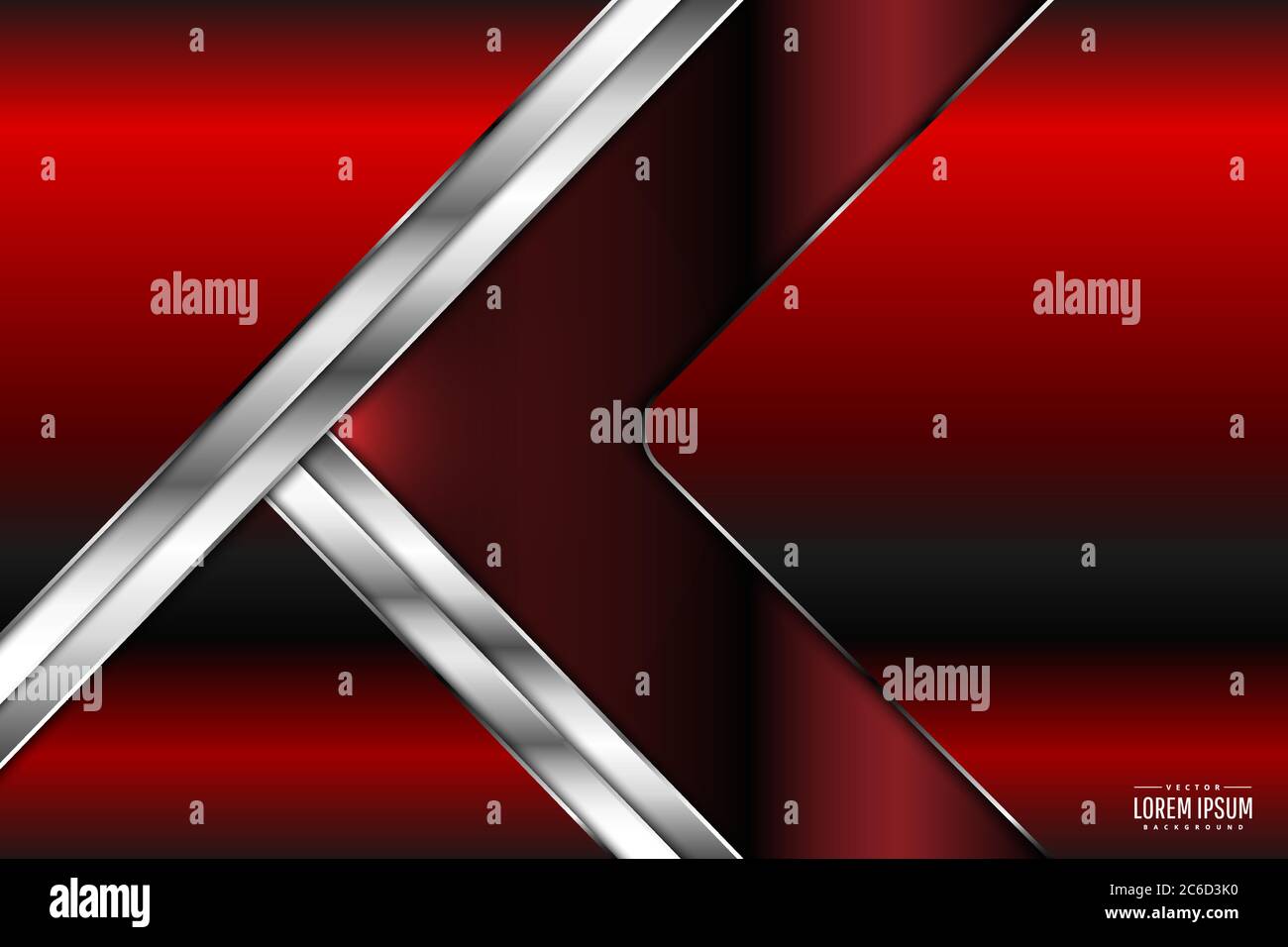 Metallic background.Red and silver with glow light.Arrow shape metal ...