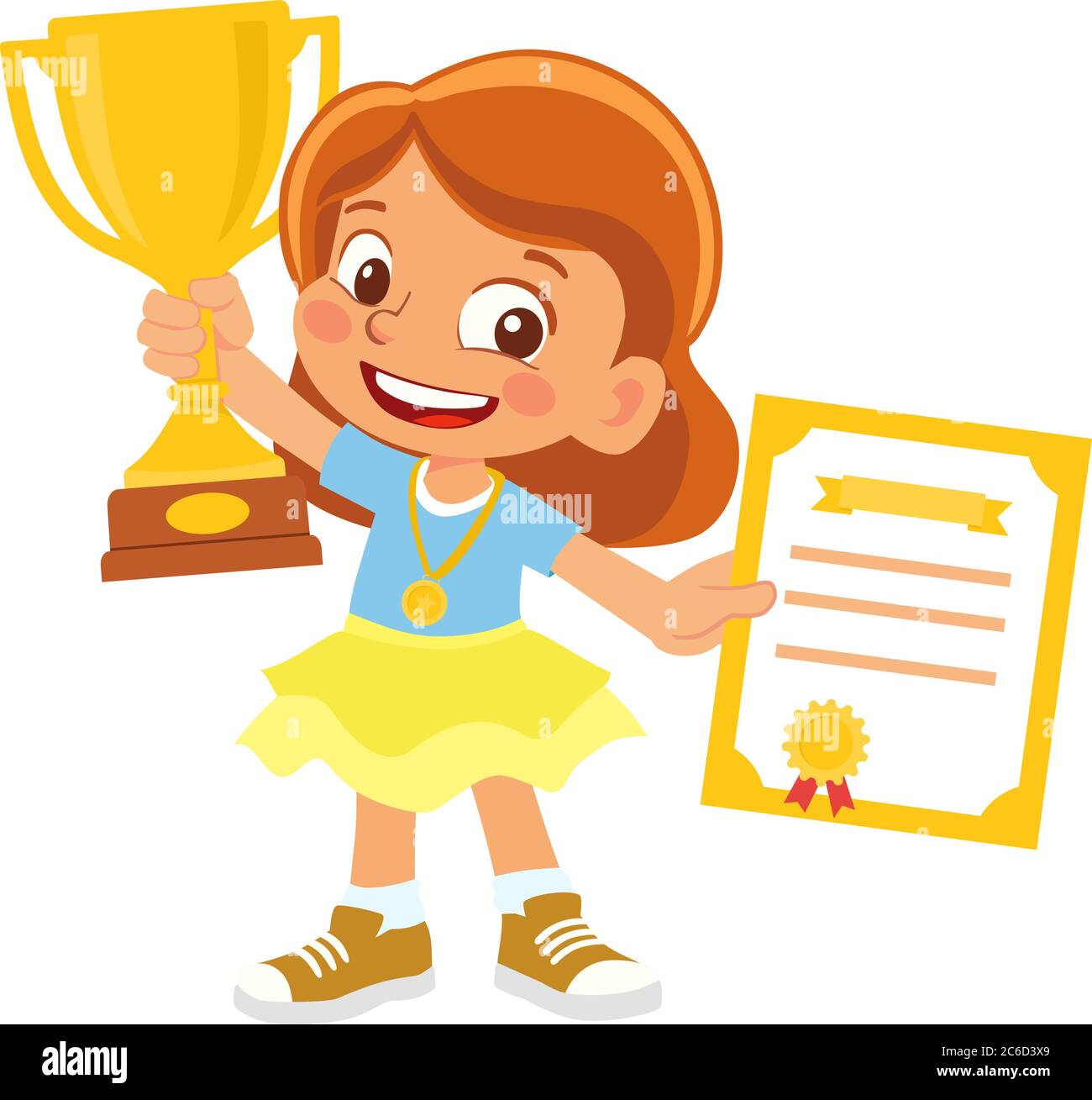 Girl with gold winner cup Stock Vector Image & Art - Alamy