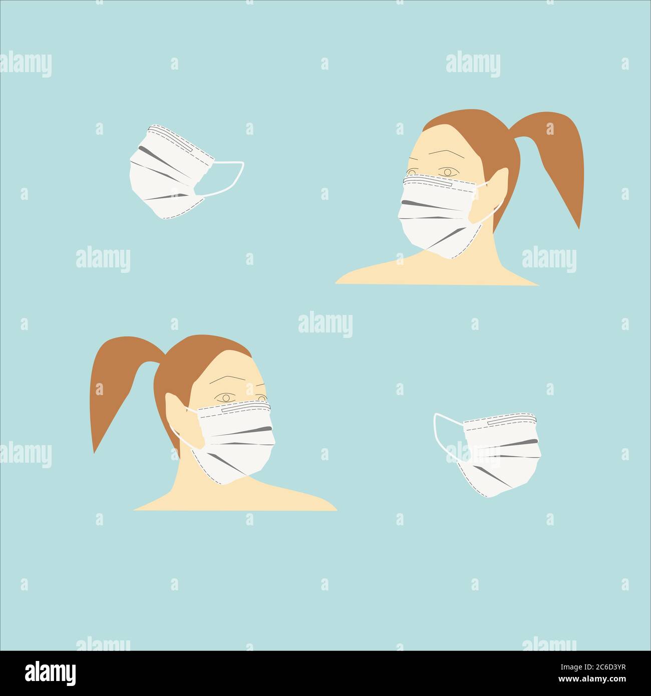 face mask, flu mask icon woman girl Stock Vector Image & Art - Alamy