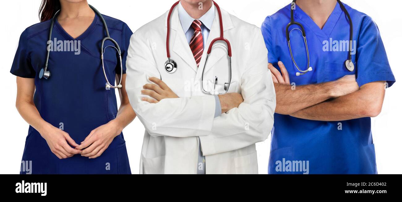 medical workers team with cross arms on white background Stock Photo ...
