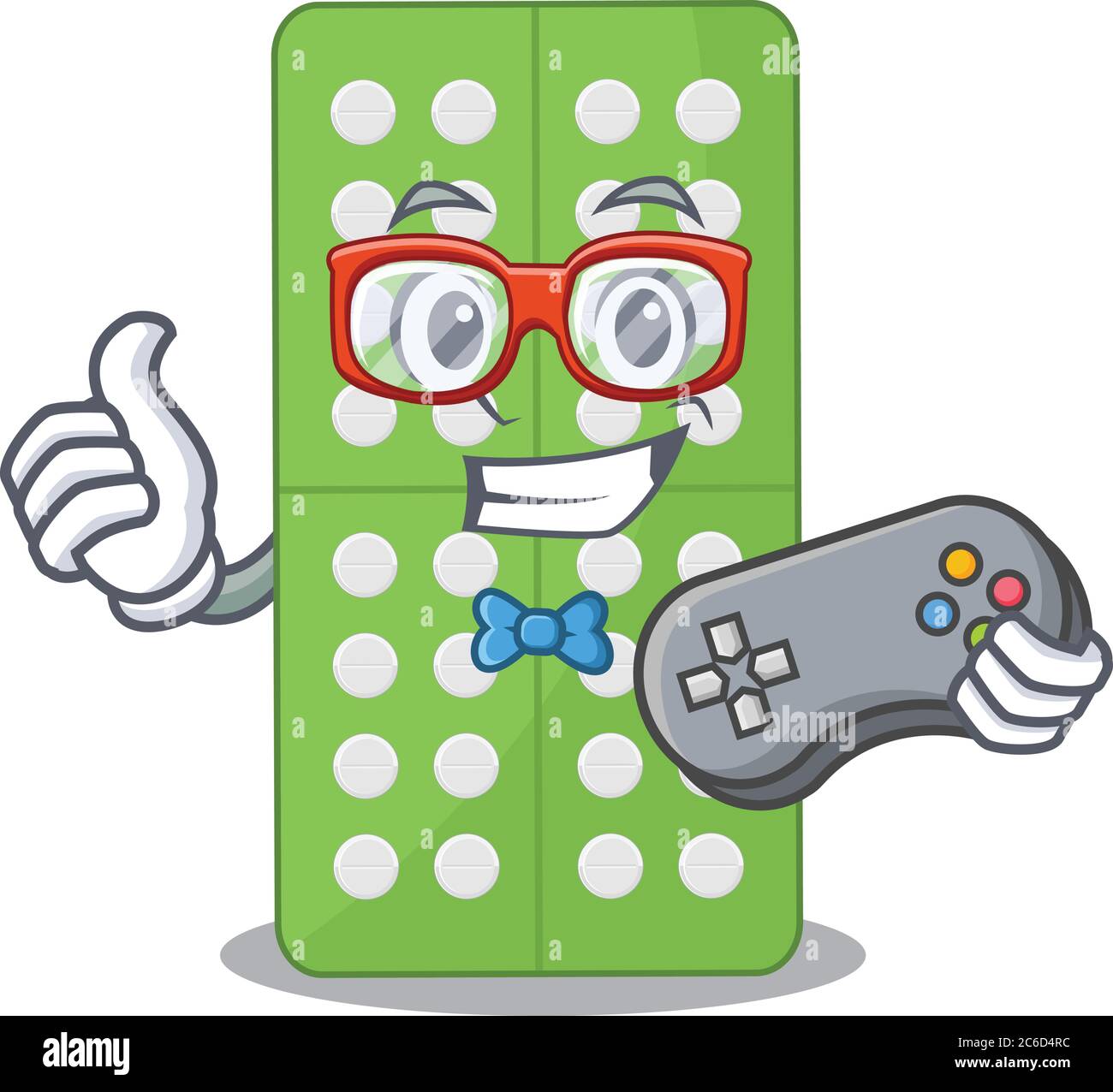 Cartoon Mascot design of medicine pills gamer using controller Stock ...