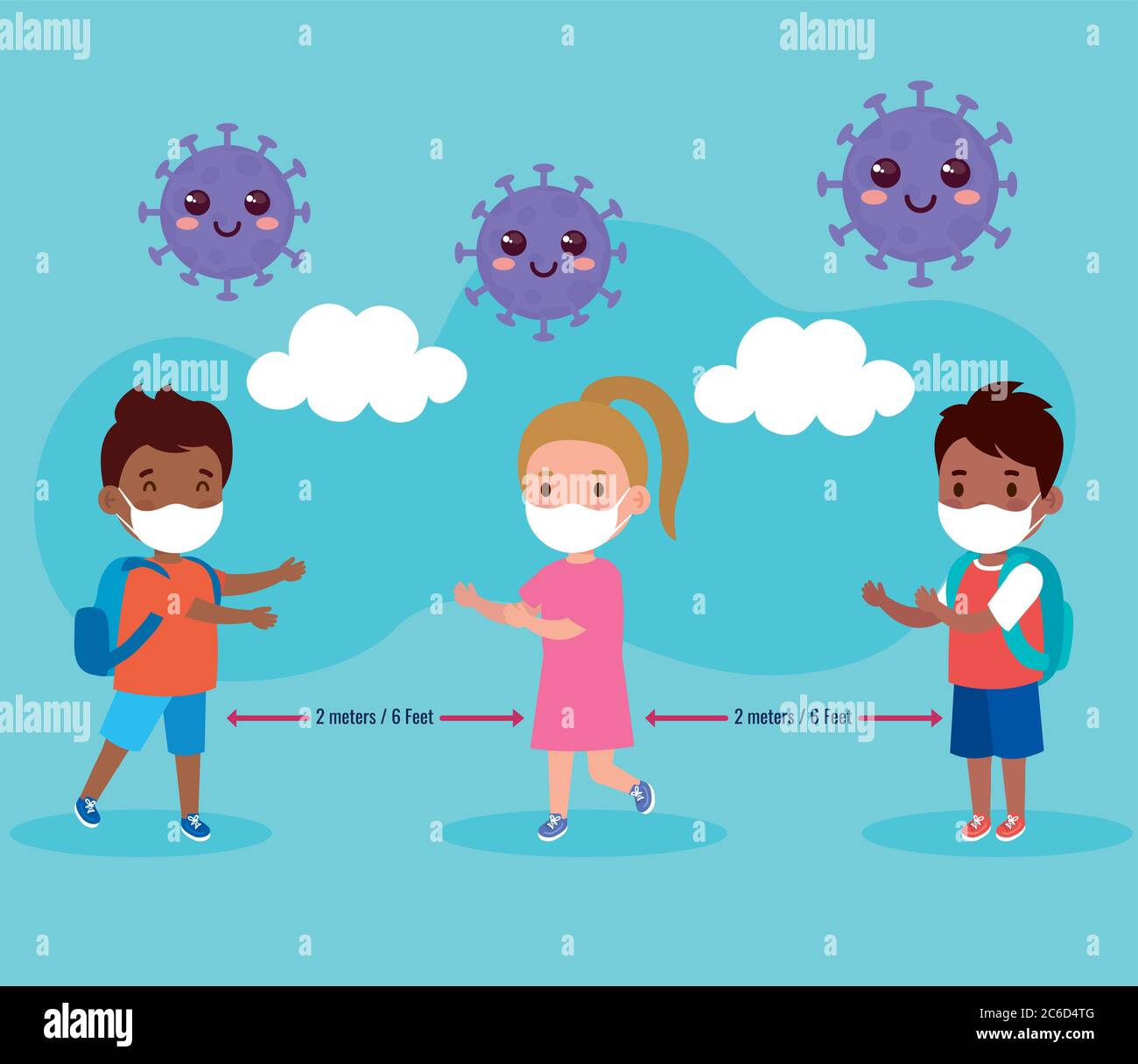 back to school for new normal lifestyle concept, kids wearing medical ...