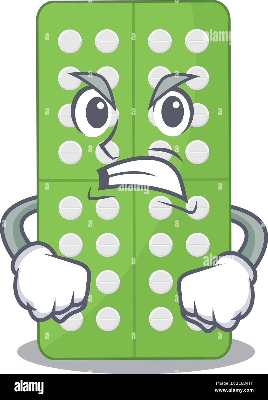 A cartoon picture style of medicine pills having a mad face Stock ...