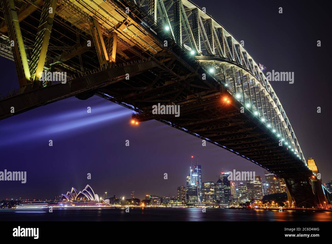 Sydney Harbour Bridge from Milsons Point at night Stock Photo - Alamy