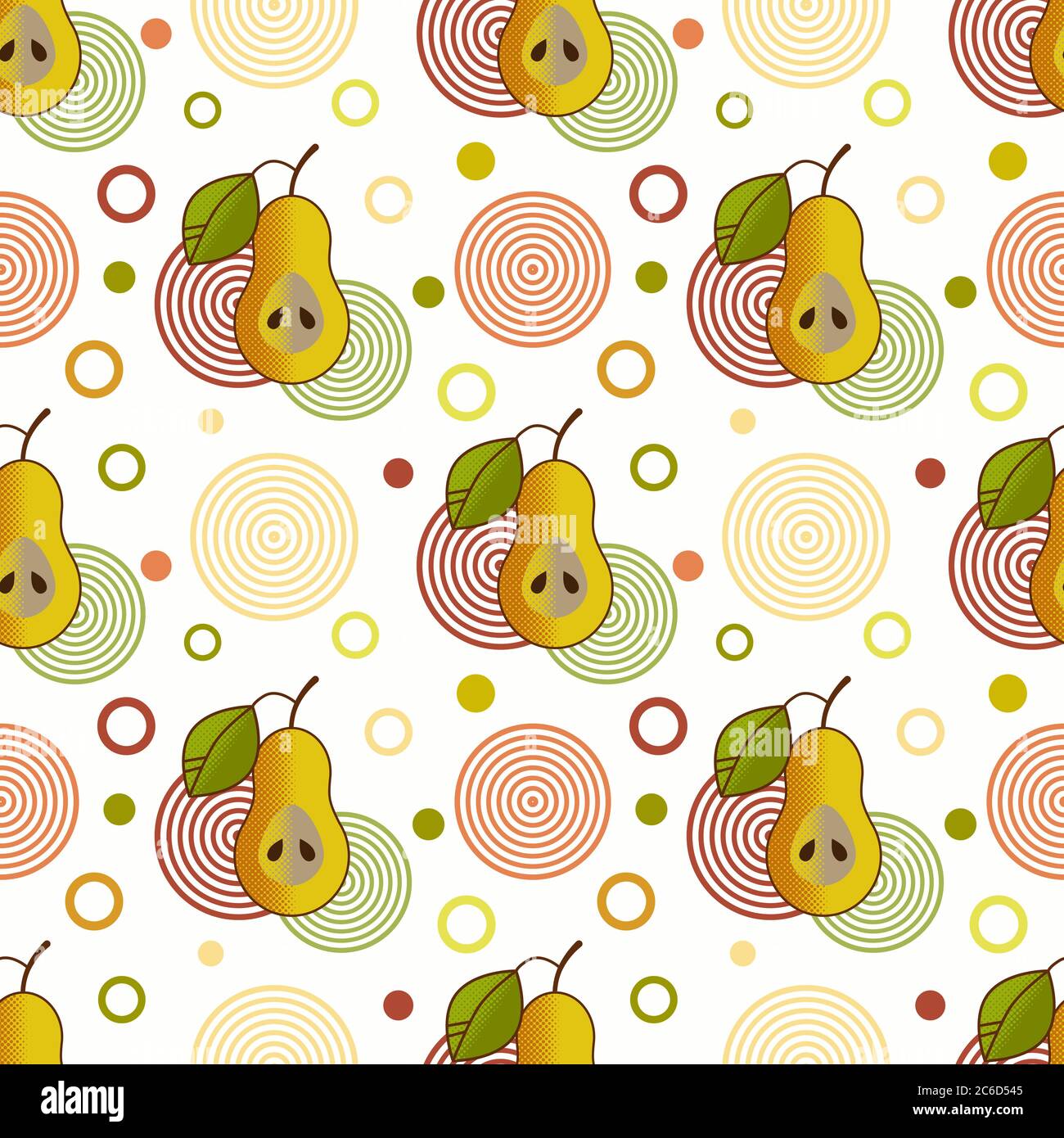 Seamless pattern with sprinkled pears and simple geometric shapes in ...