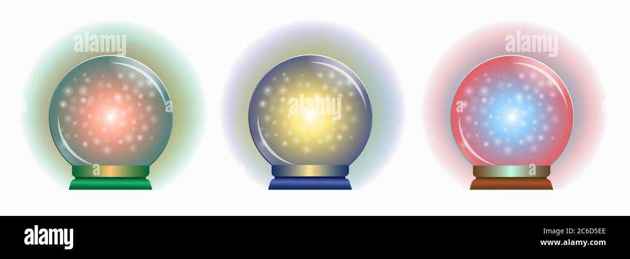 Set of magical colorful spheres for prediction. Crystal balls isolated ...