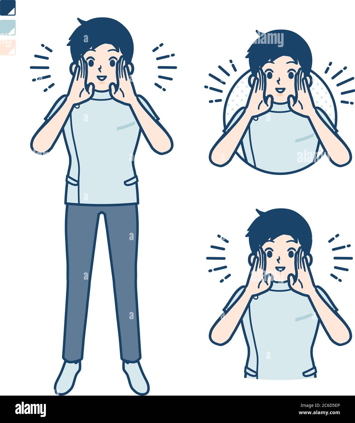 A young nurse man with Calling out loud images. It's vector art so it's ...