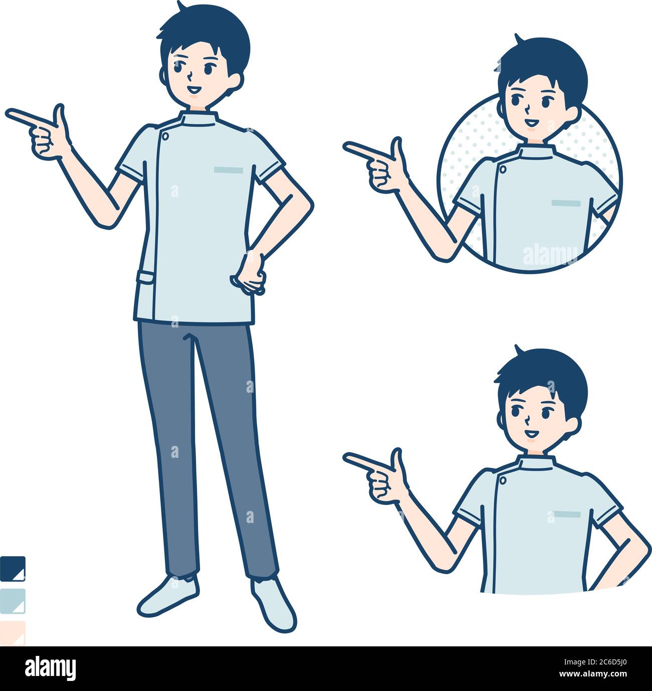 A young nurse man with Explanation Pointing image. It's vector art so ...