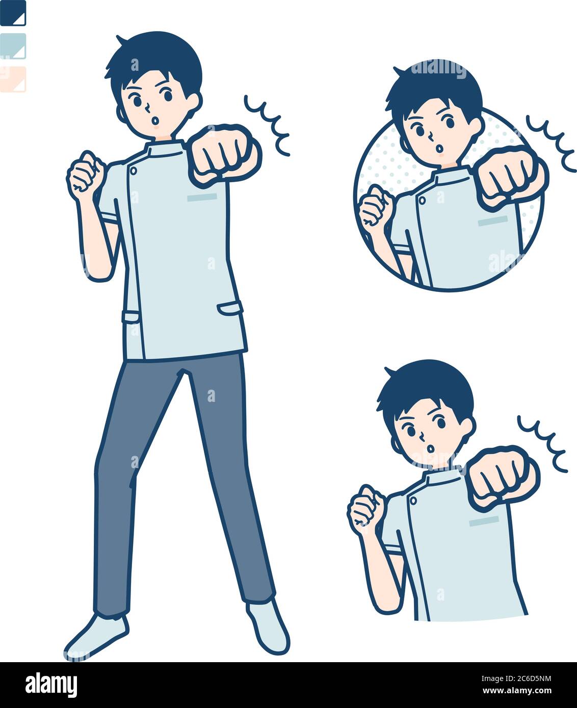 A young nurse man with Punch in front images. It's vector art so it's ...
