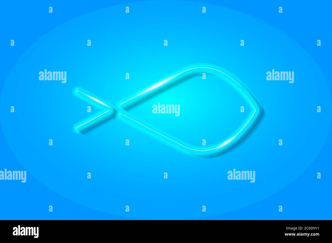 Ichthys, Christian fish glowing 3D symbol, card template. Realistic ...