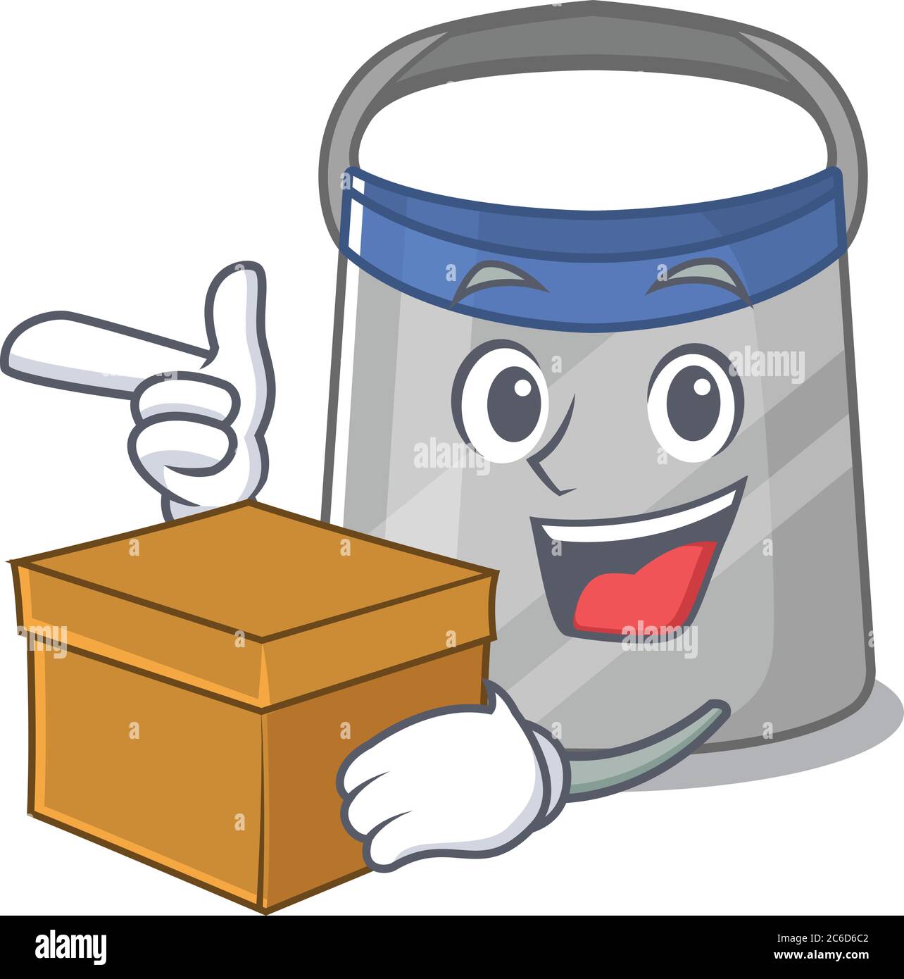 A cheerful face shield cartoon design concept having a box Stock Vector ...