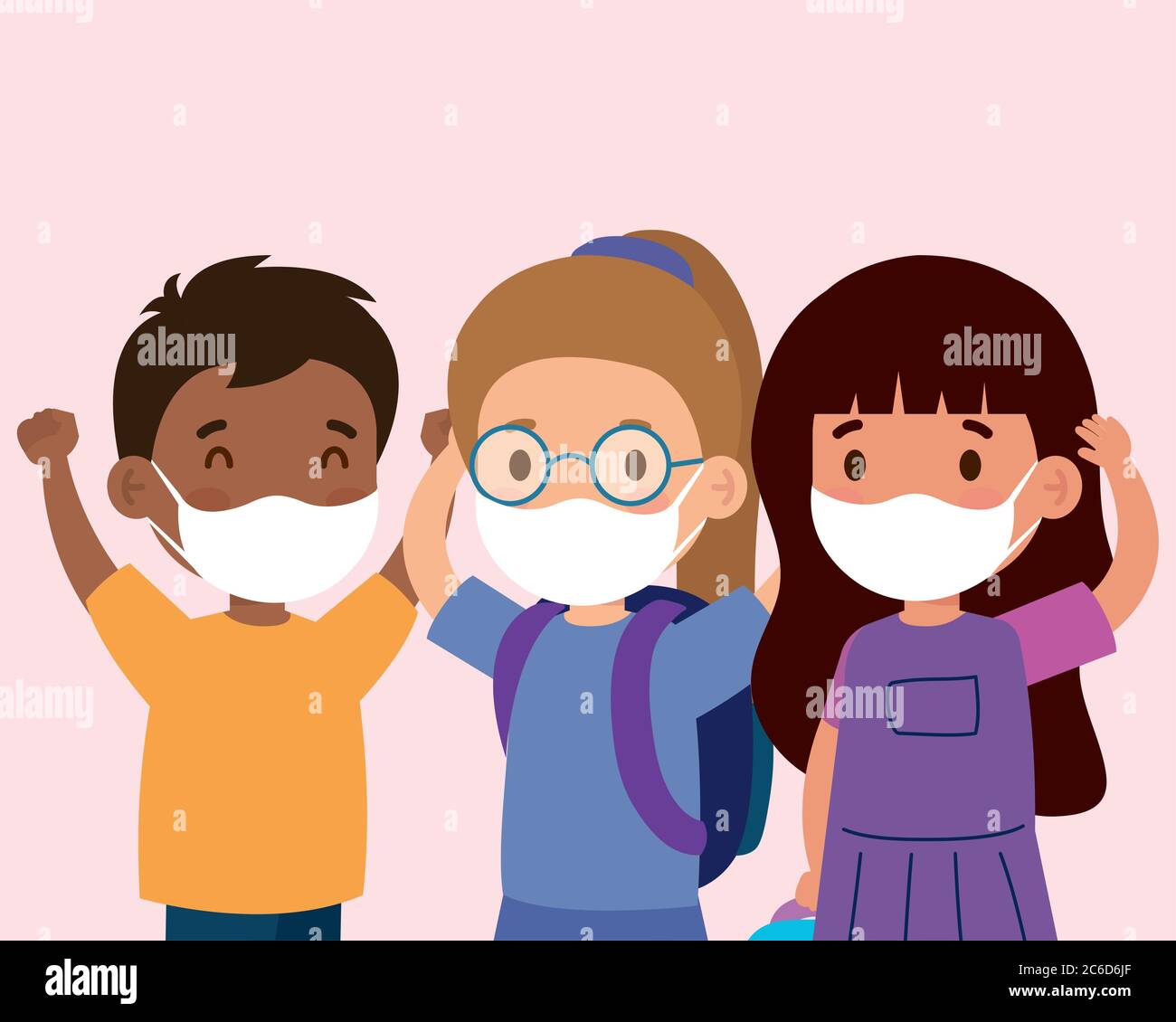 cute children wearing medical mask to prevent coronavirus covid 19 ...