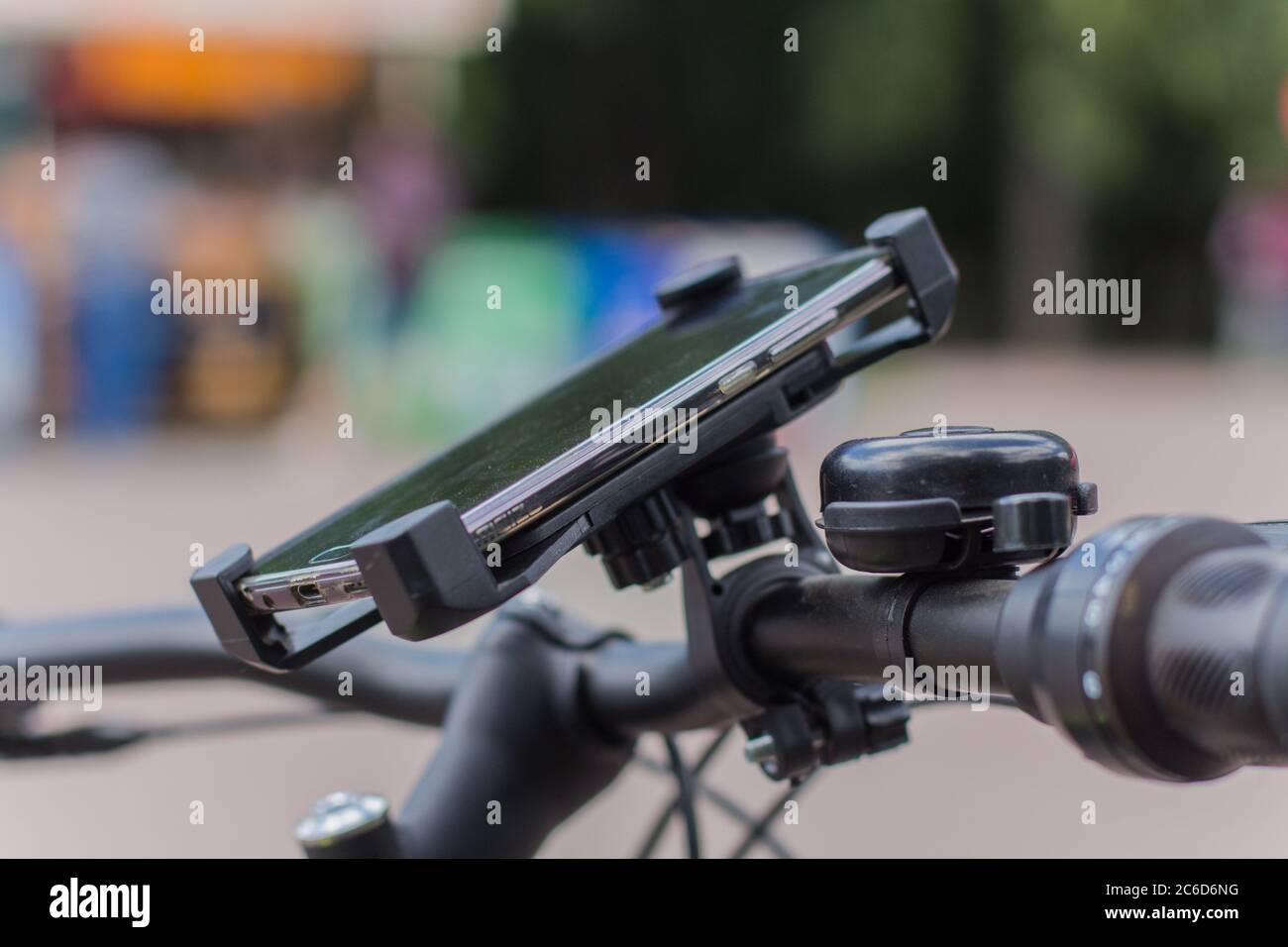 smartphone on the wheel of bicycle Stock Photo - Alamy