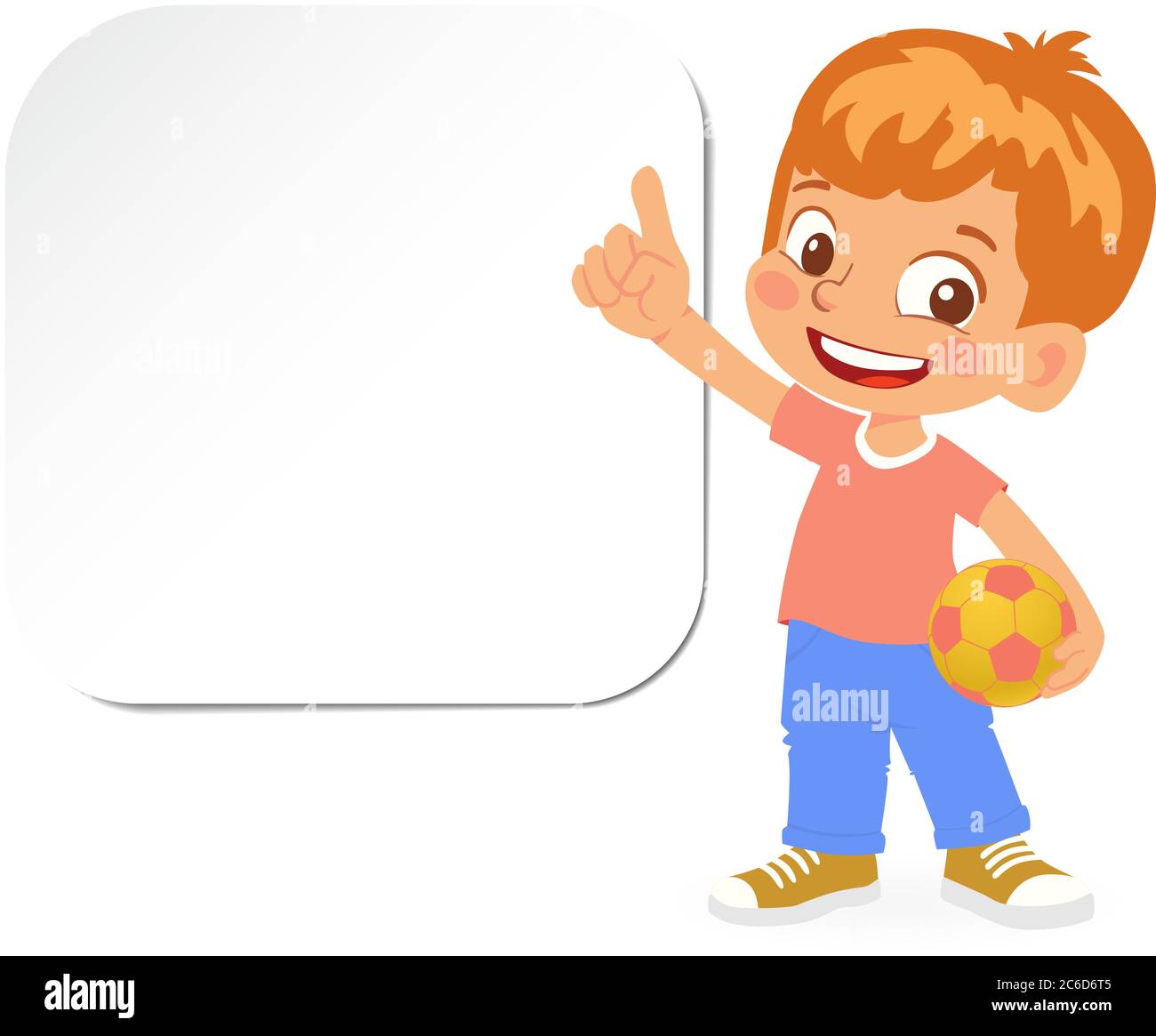 Boy soccer player points finger Stock Vector Image & Art - Alamy