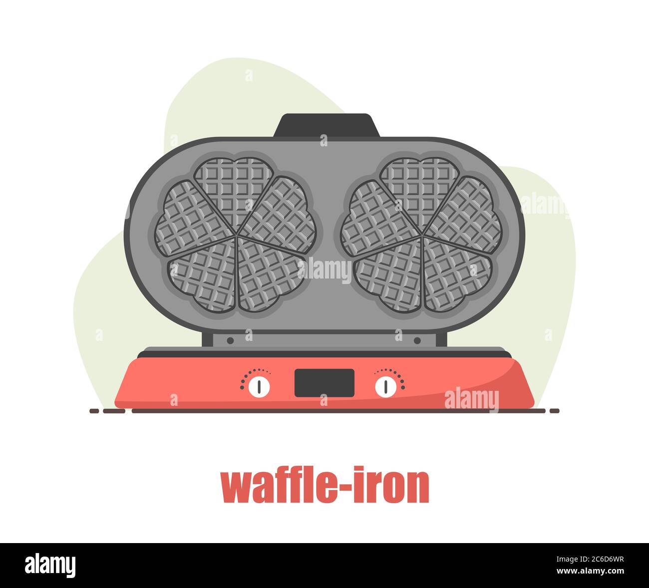Waffle-iron. Waffle maker isolated on white. Cooking breakfast. Modern ...