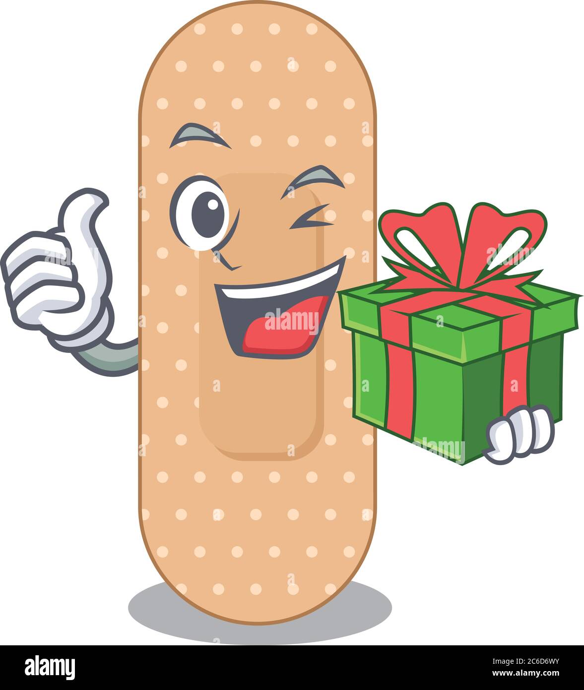 Standard bandage cartoon character concept with a big gift box Stock ...