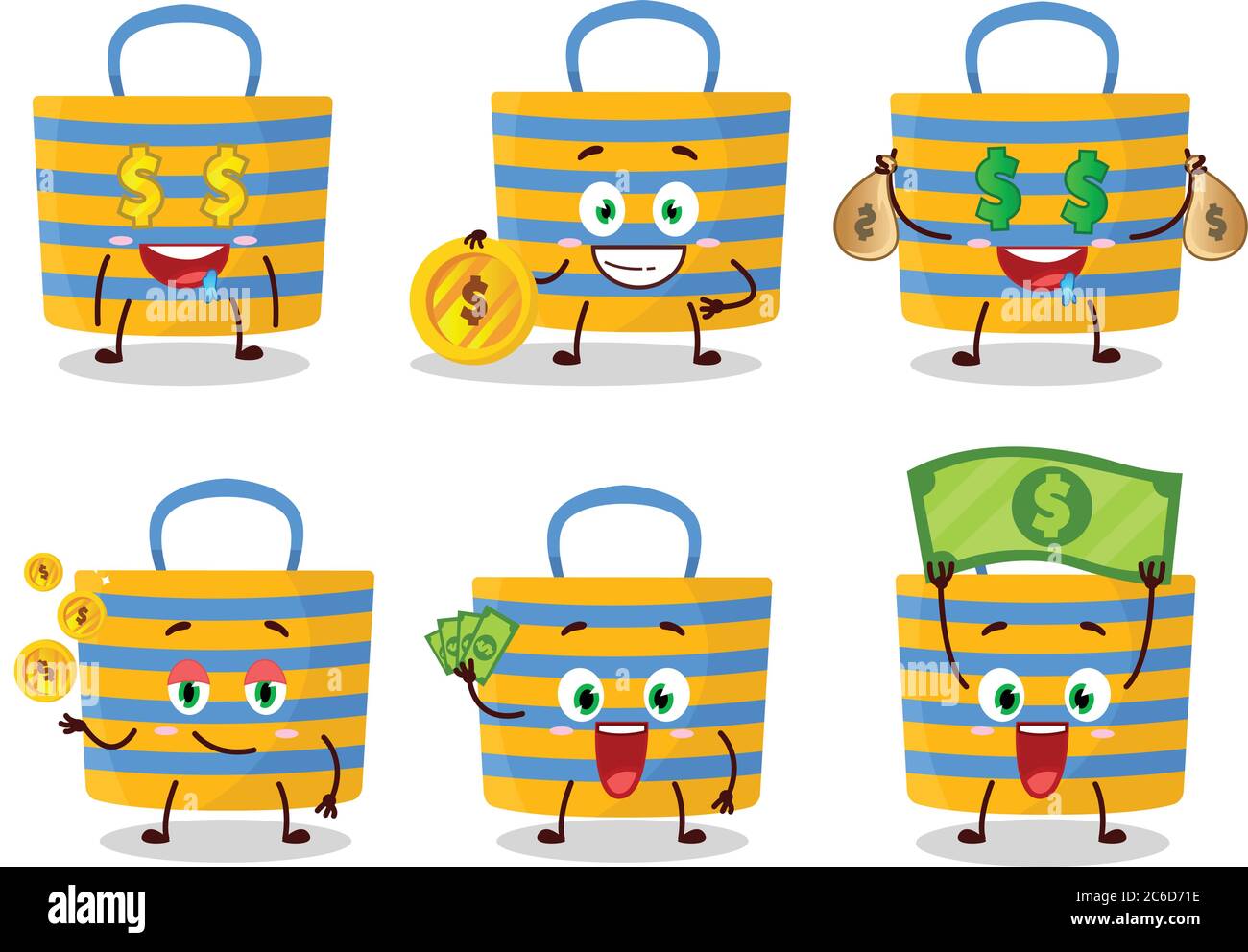 Beach bag cartoon character with cute emoticon bring money Stock Vector ...