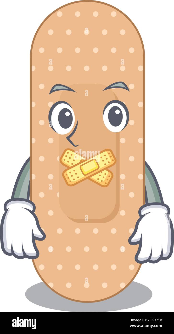 Standard bandage cartoon character style having strange silent face ...