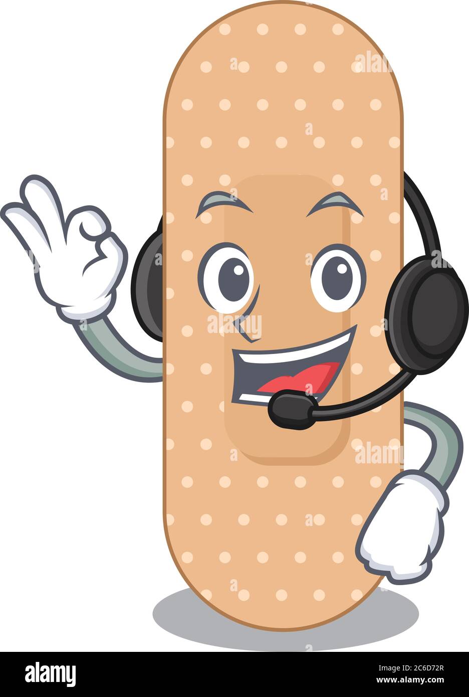 Standard bandage caricature character concept wearing headphone Stock ...