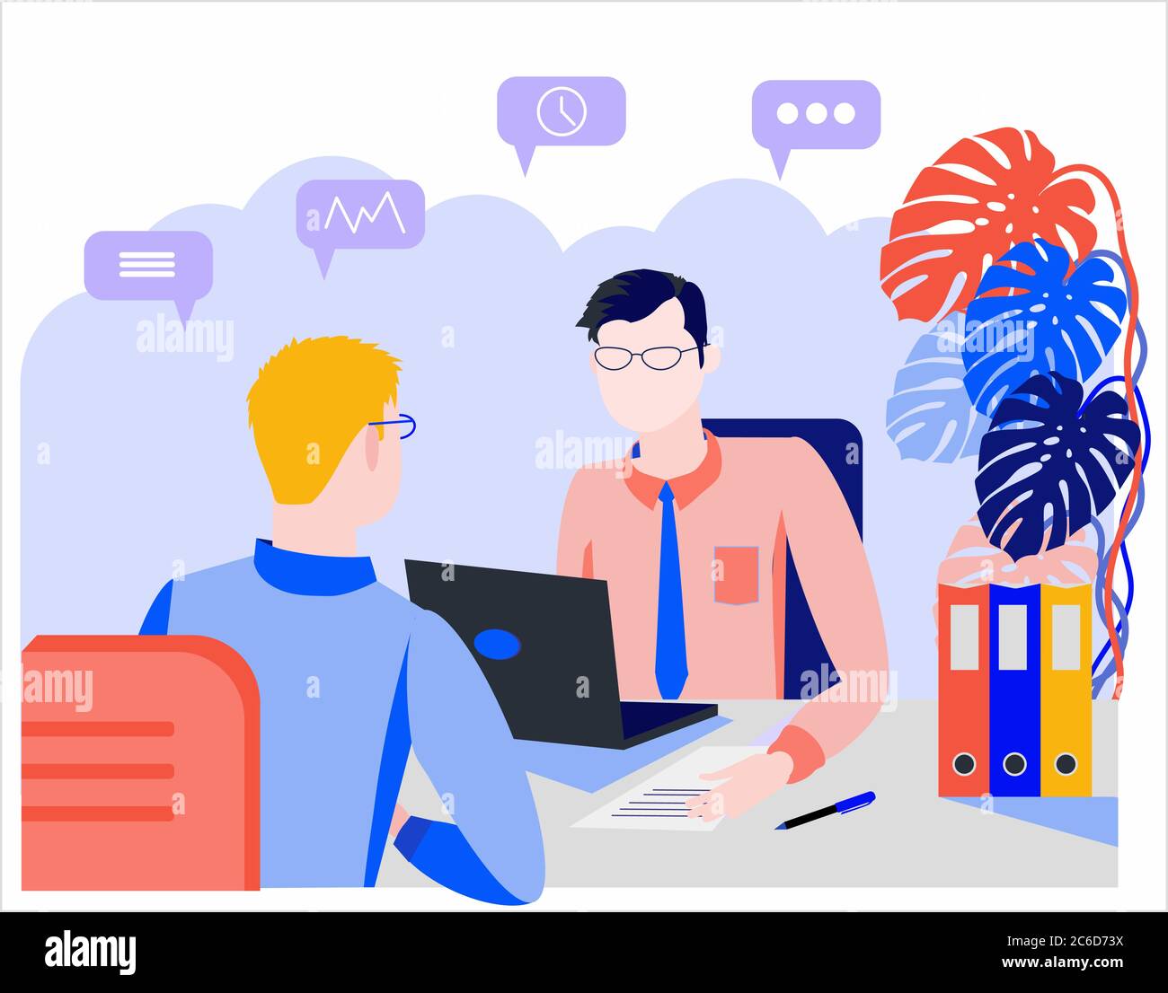 Flat style illustration. Consultation, employment, interview. Office ...