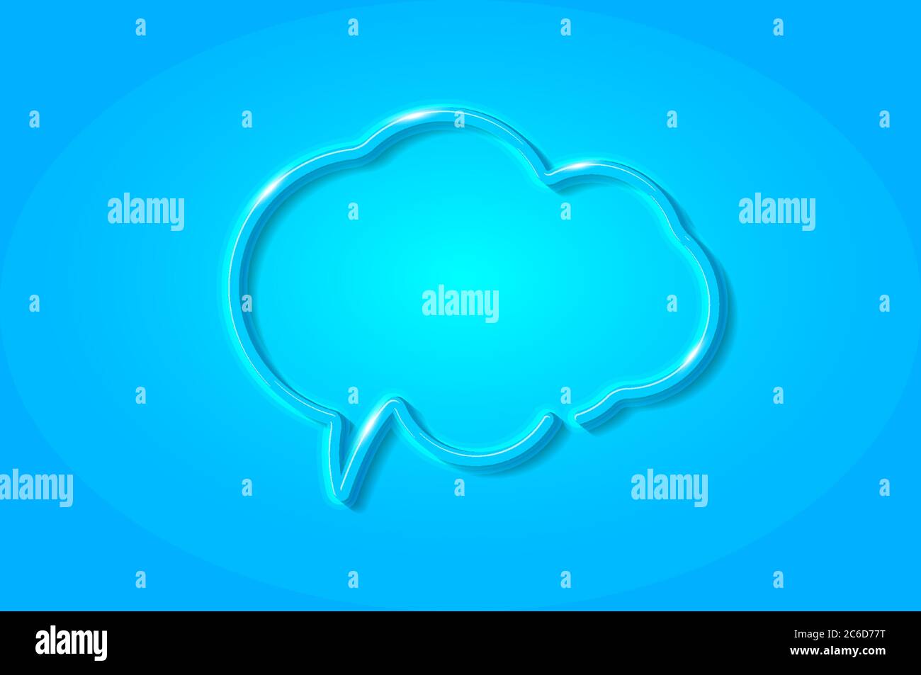 Thought cloud box glowing 3D symbol, card template. Realistic vector ...