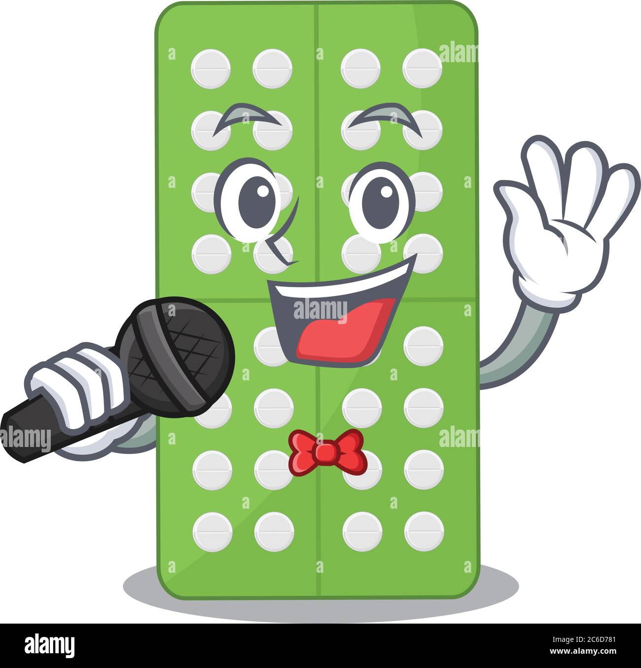 caricature character of medicine pills happy singing with a microphone ...