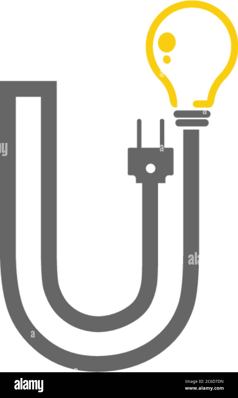 Letter U and lamp, bulp logotype combination design concept Stock ...
