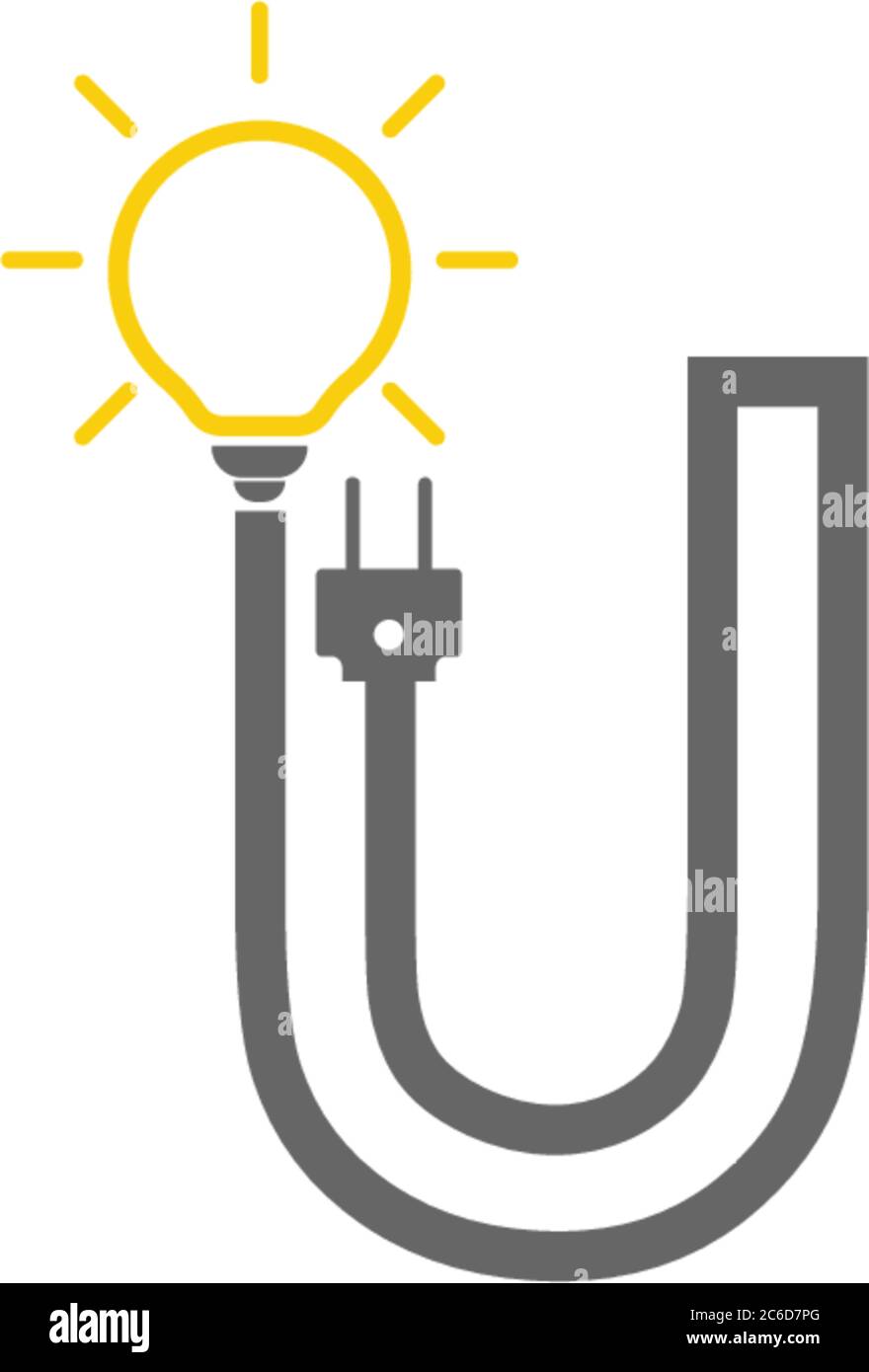 Letter U and lamp, bulp logotype combination design concept Stock ...