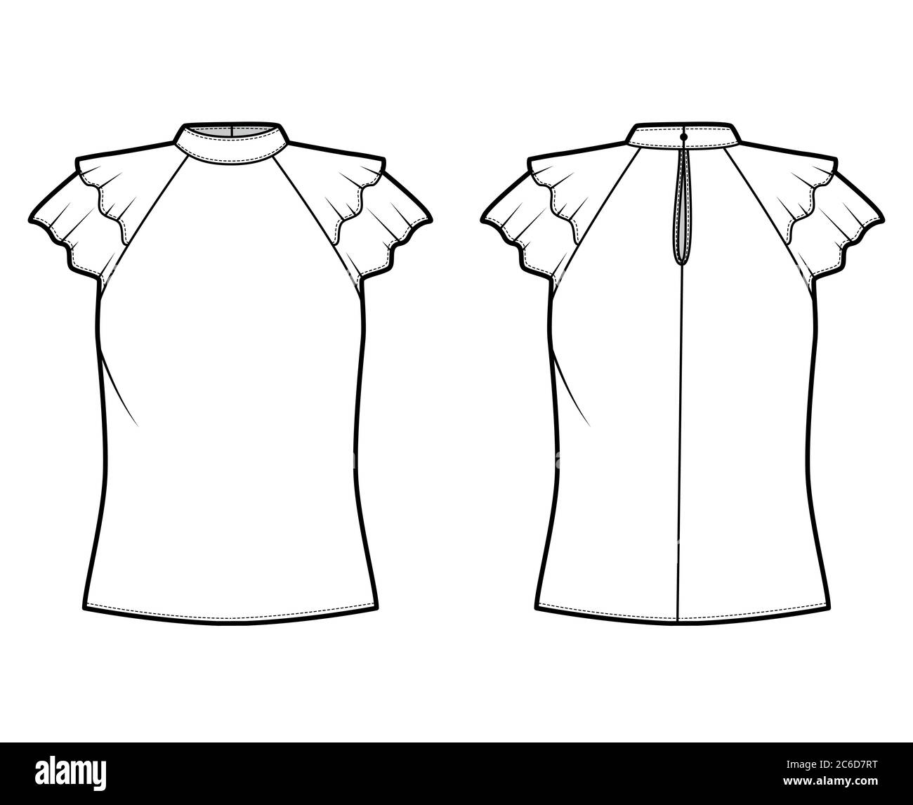 High collar white blouse Stock Vector Images - Alamy