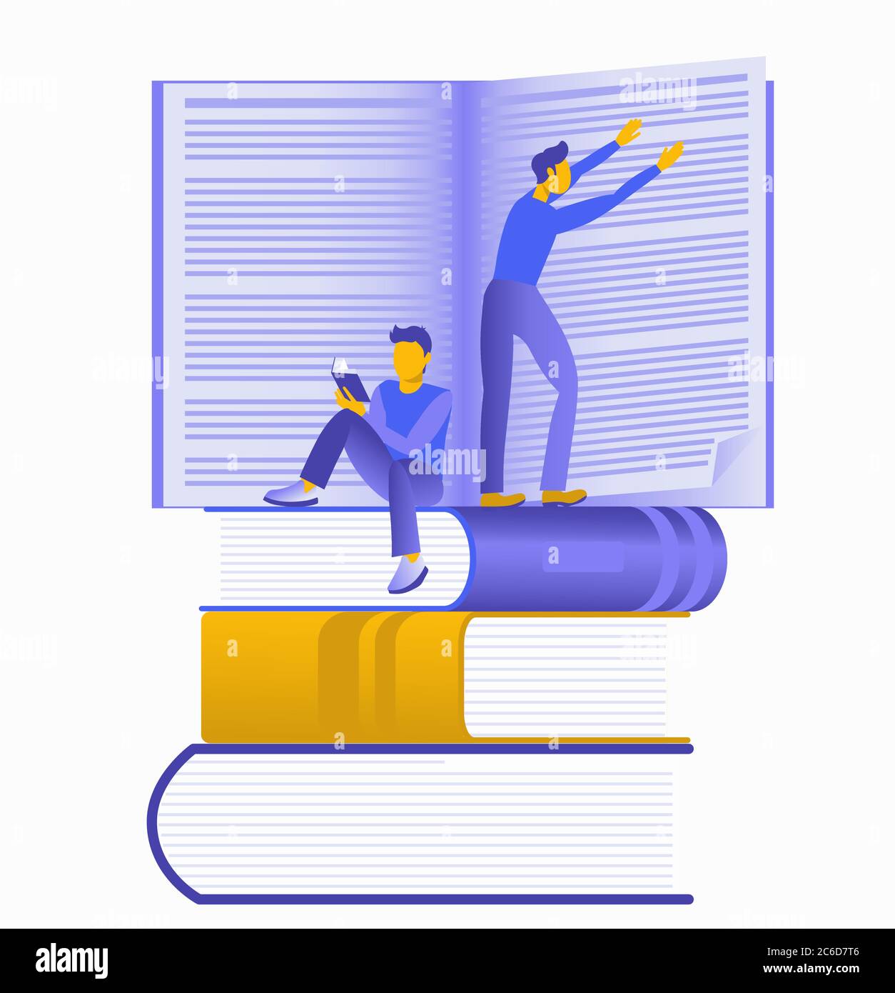 Conceptual flat illustration about reading books. Obtaining knowledge ...