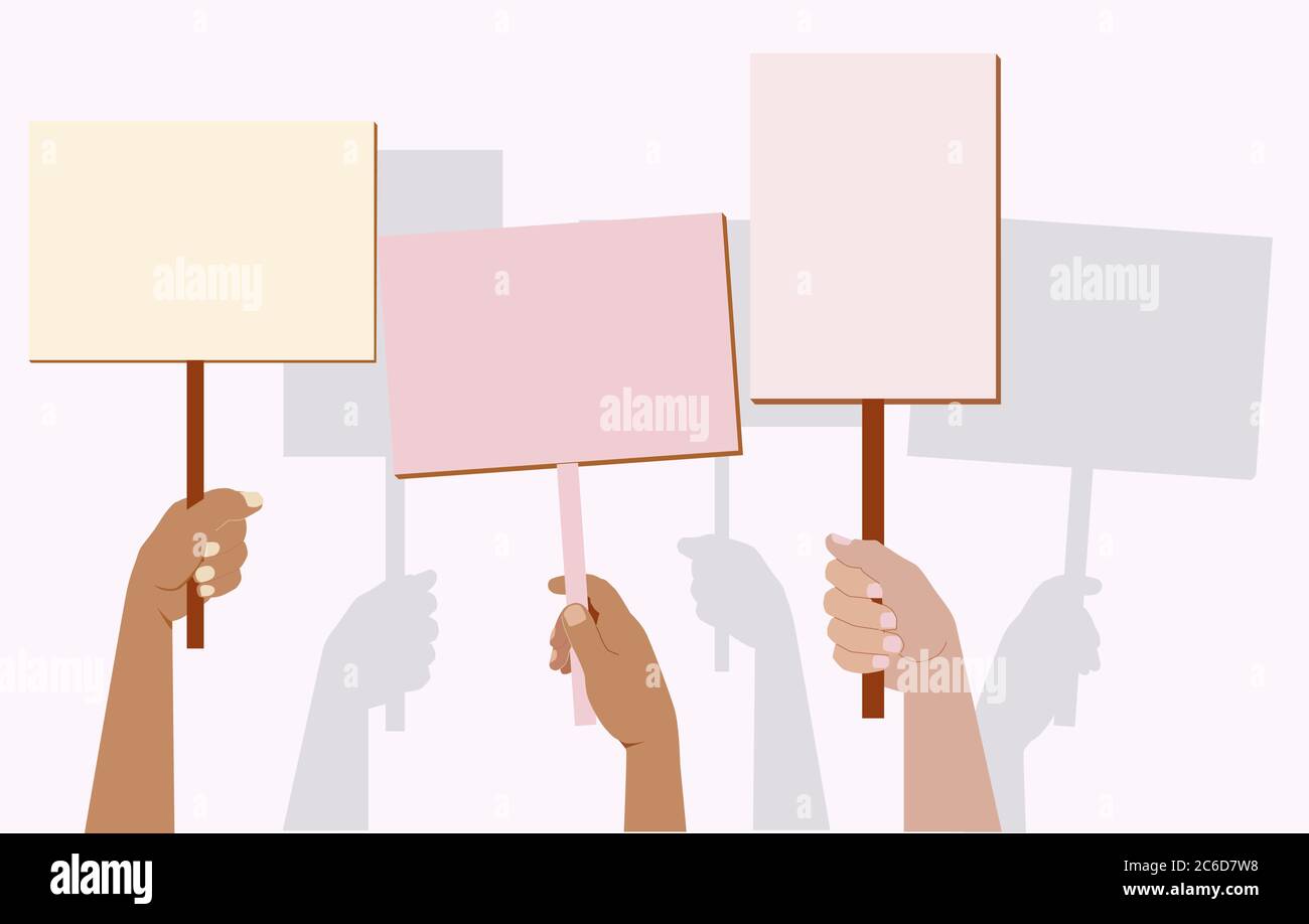 Protesters hold a placard Stock Vector Images - Alamy