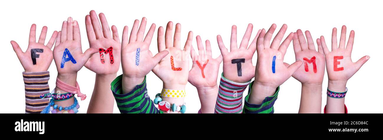 Children Hands Building Word Familytime, Isolated Background Stock ...