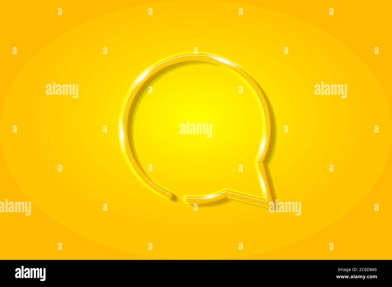 Round chat bubble glowing 3D symbol, card template. Realistic vector ...