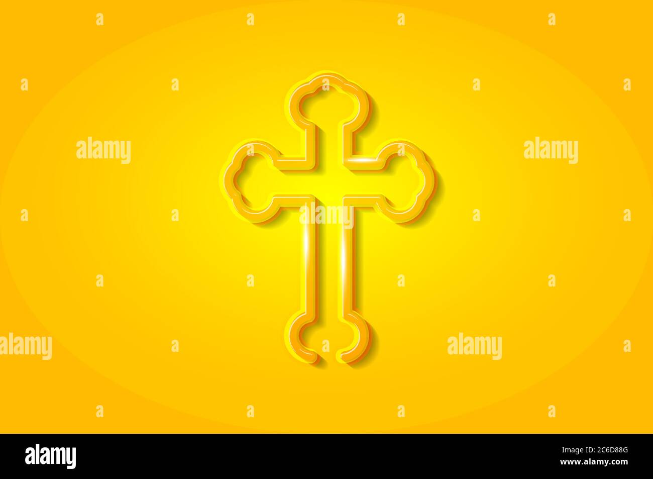 Golden Byzantine orthodox cross, glowing 3D symbol, card template ...