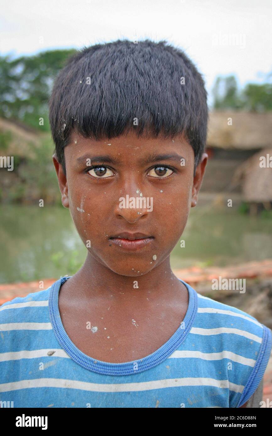 Portrait of Child.Cyclone Aila affected village at Khulna, Bangladesh ...
