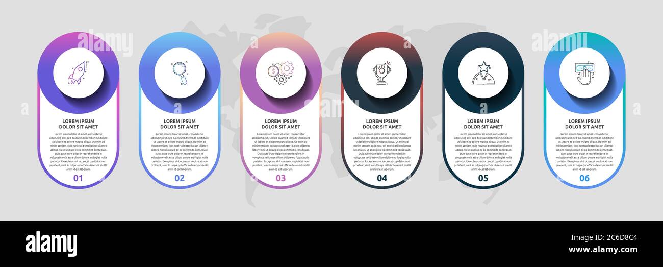 Vector template circle infographics. Business 3D concept with 6 options ...