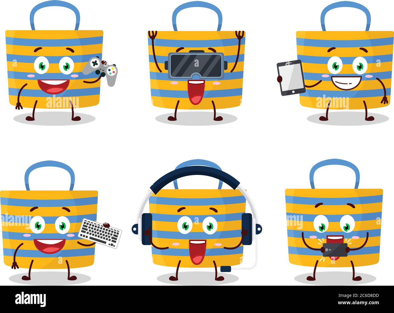 Beach bag cartoon character are playing games with various cute ...