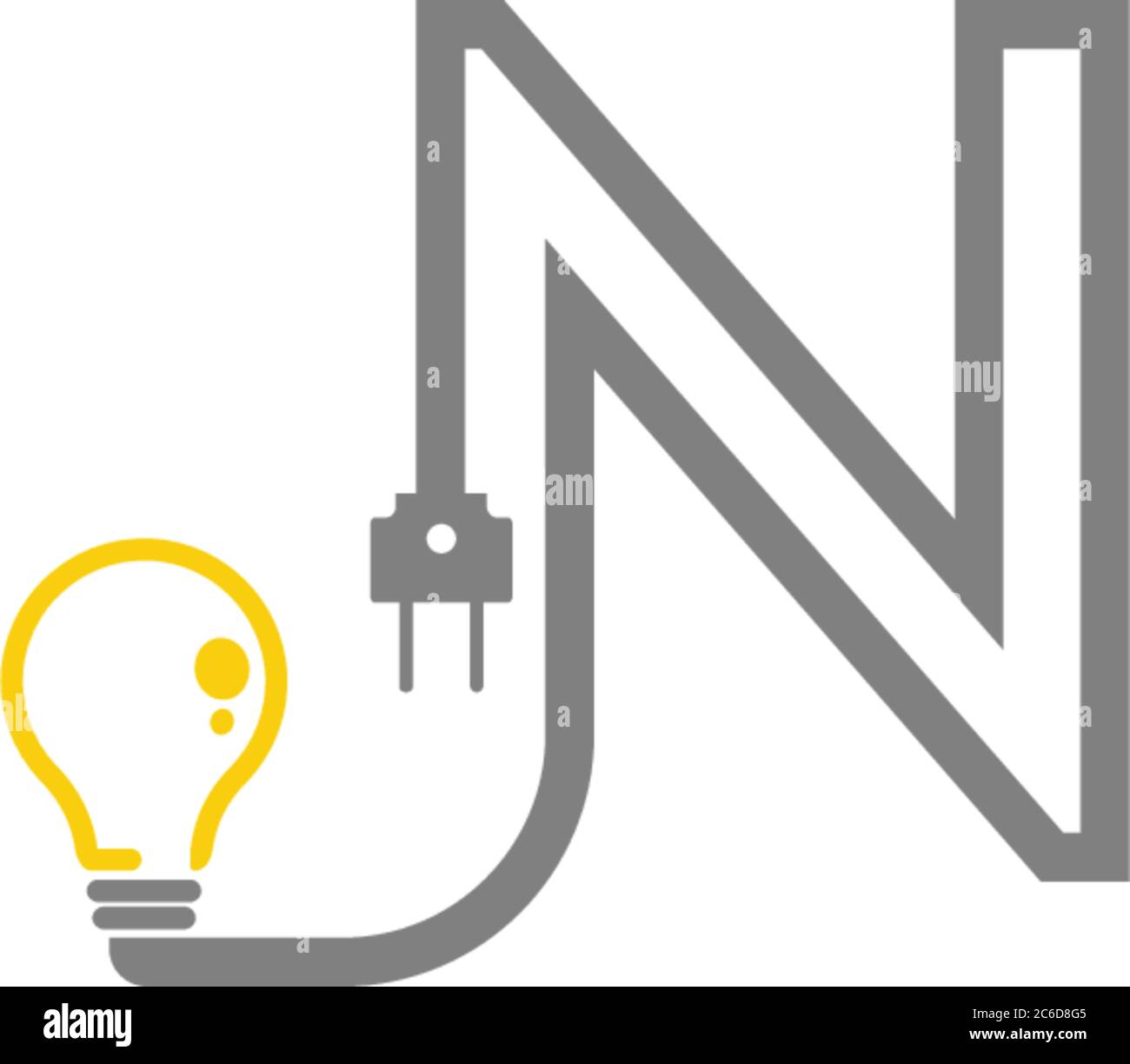 Letter N and lamp, bulp logotype combination design concept Stock ...
