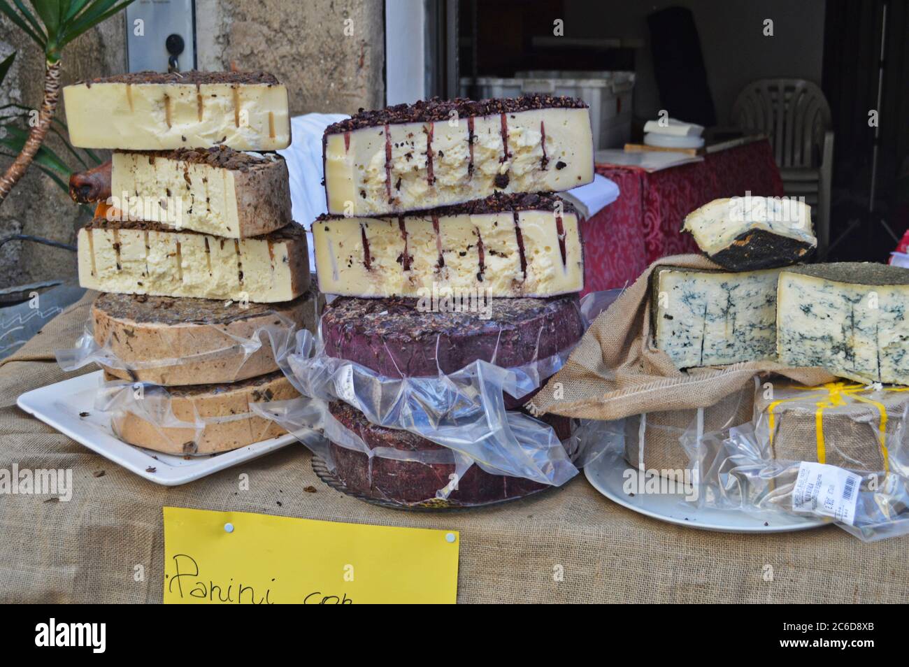 Food display in a gastronomic market in Sermoneta, Italy Stock Photo ...