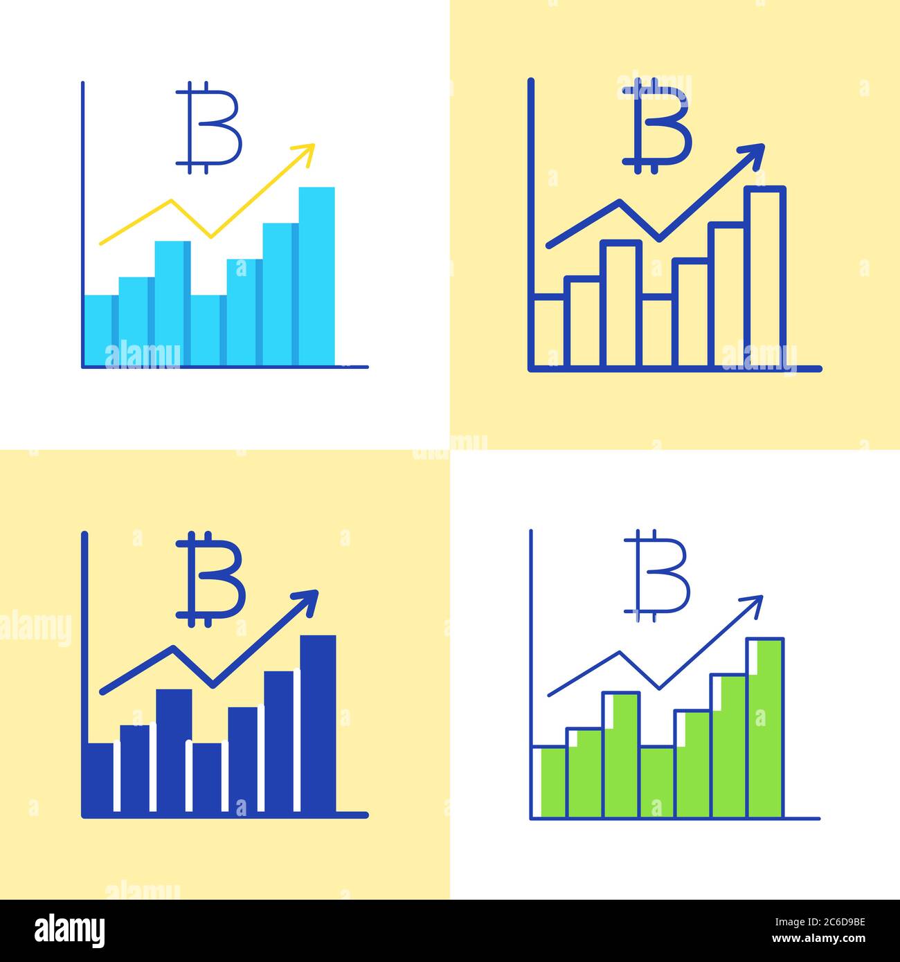 Bitcoin graph icon set in flat and line style. Cryptocurrency stock ...