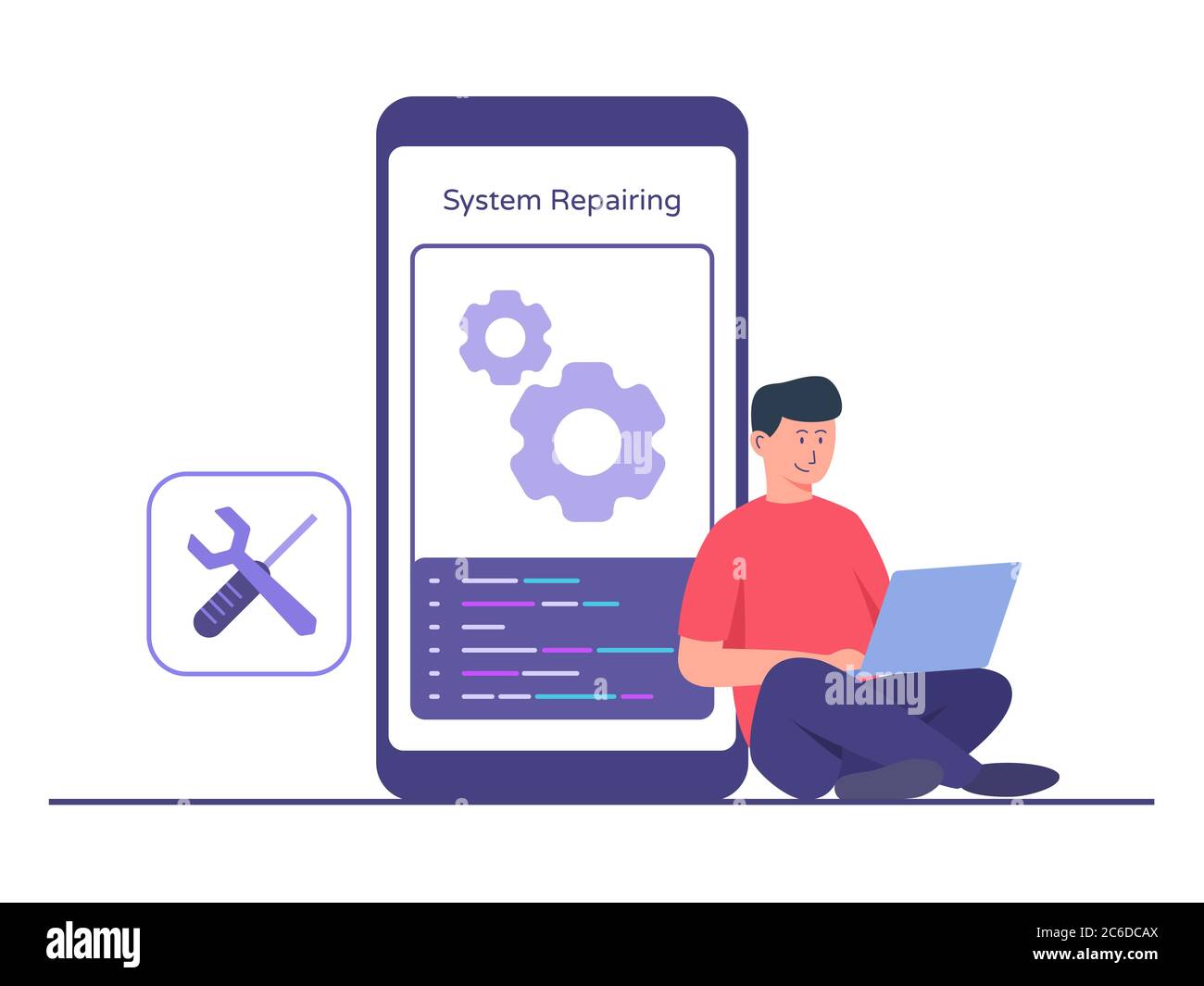 Engineer working on computer in Stock Vector Images - Alamy