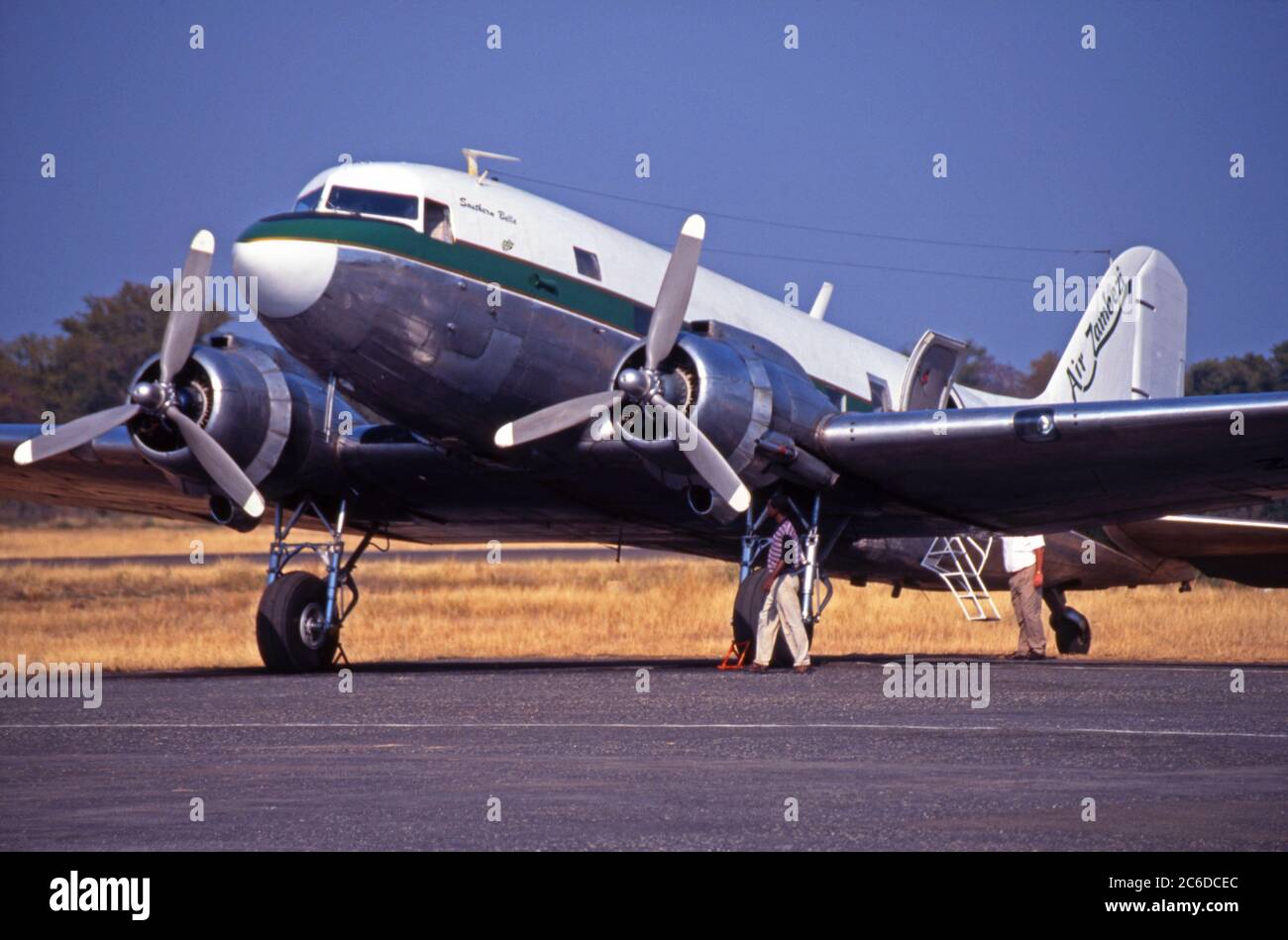 Dakota aircraft, Douglas DC3, at Kariba airport, Zimbabwe Stock Photo ...