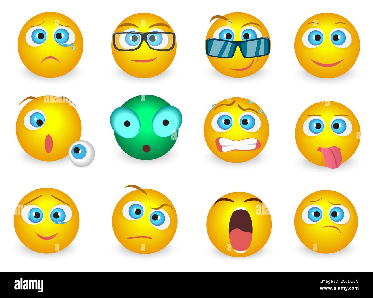 Set of Emoji face emotion icons isolated. Vector illustration Stock ...