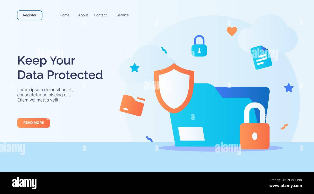 Keep your data protected file shield padlock icon campaign for web ...