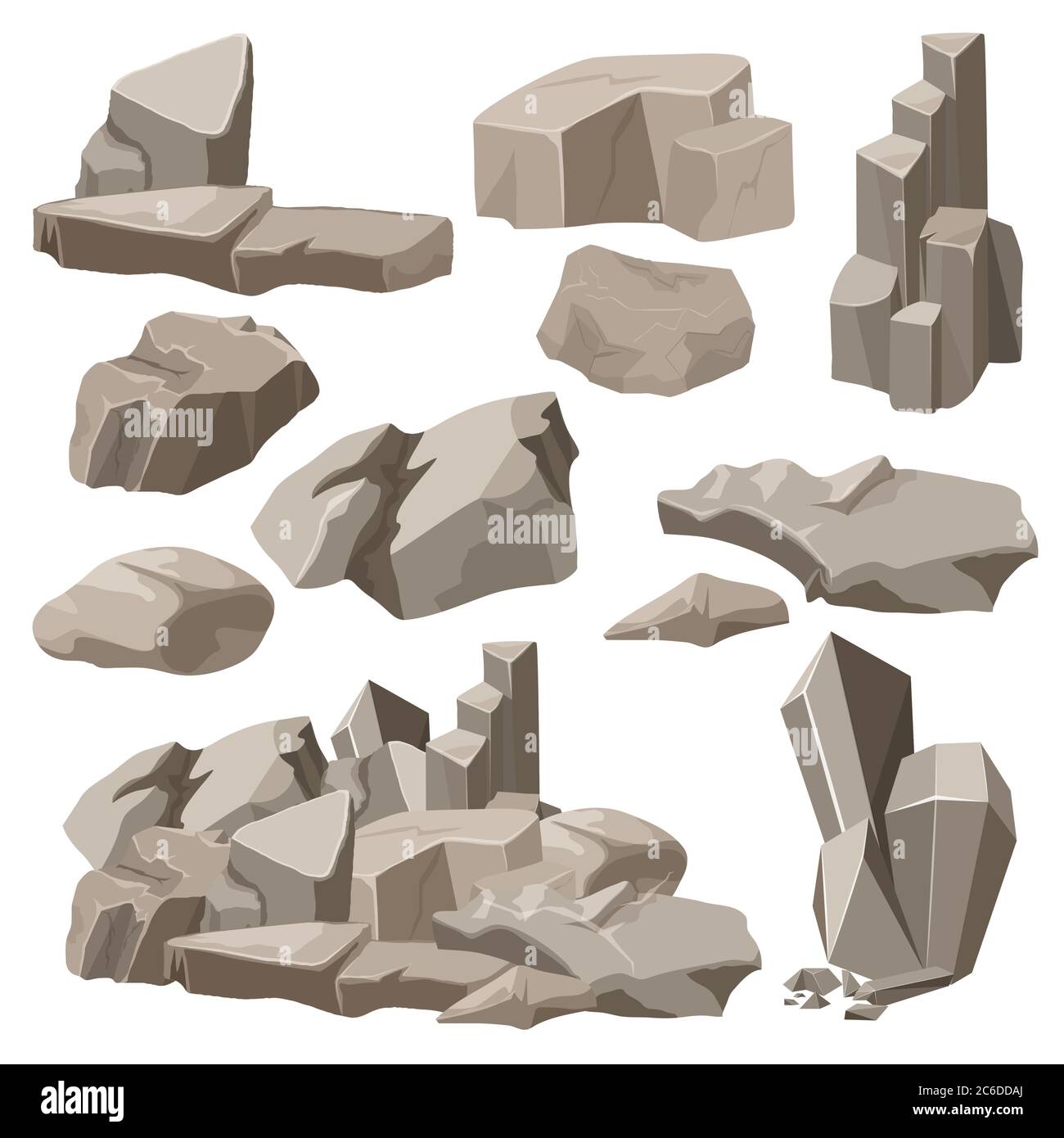 Rocks and stones elements collection set. Vector illustration Stock ...