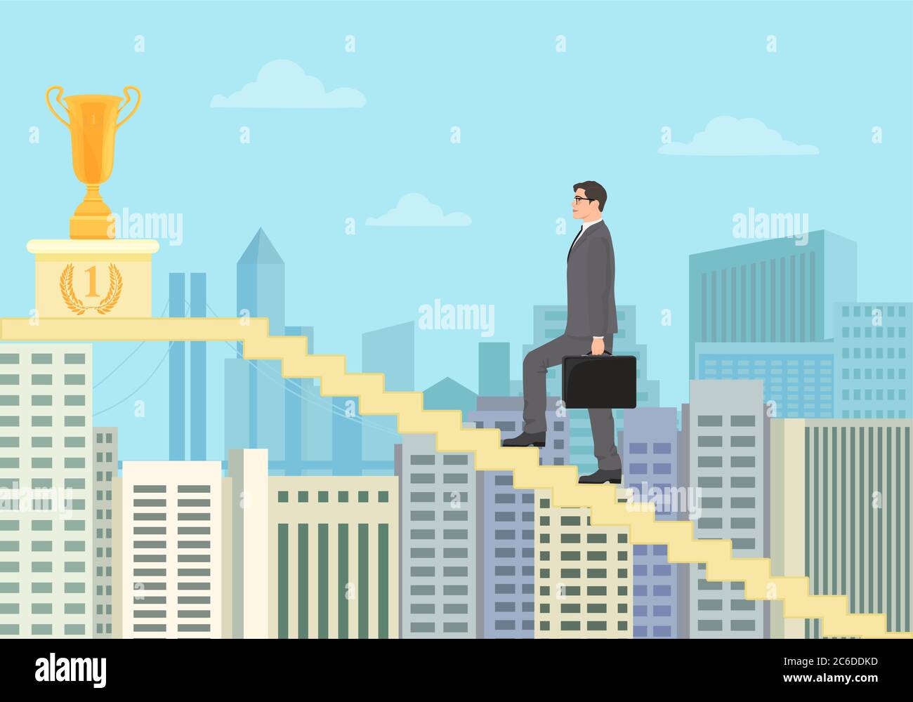 Business man walking up stairs Stock Vector Images - Alamy