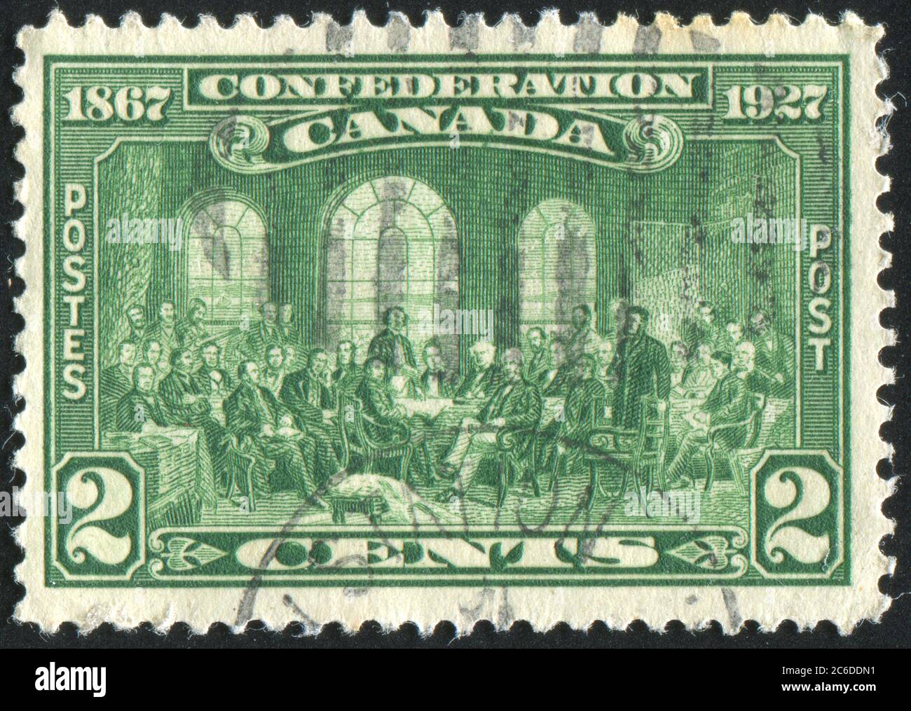 CANADA - CIRCA 1927: stamp printed by Canada, shows Confederation ...