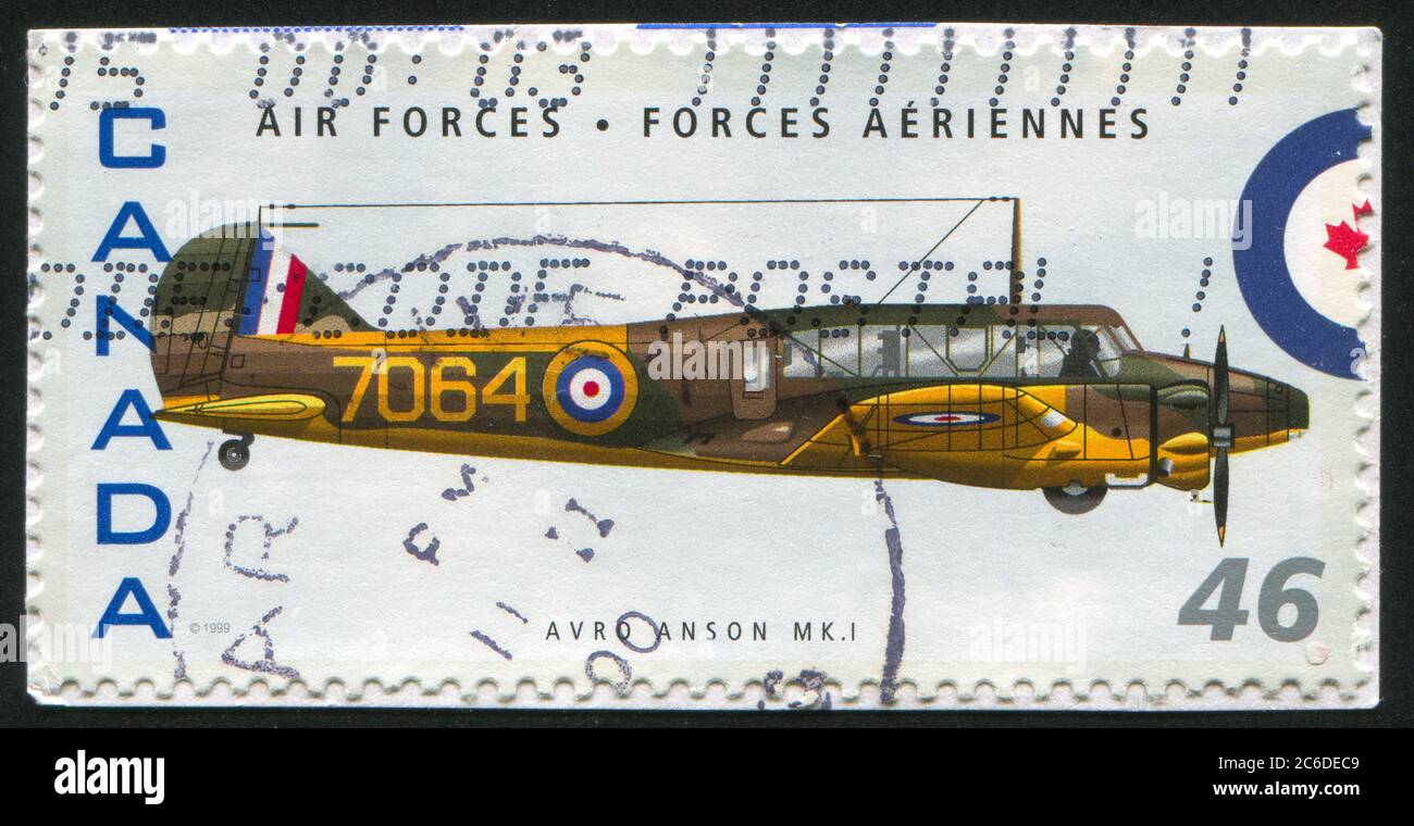 CANADA - CIRCA 1999: stamp printed by Canada, shows aeroplane, avro ...