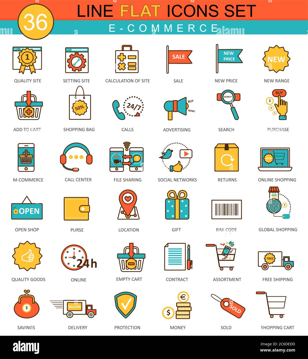 Vector e-commerce flat line icon set. Modern elegant style design for ...